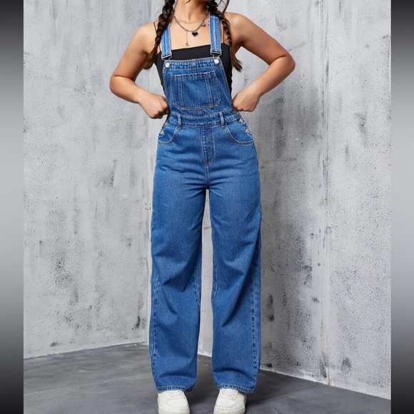 SHEIN | Pants & Jumpsuits | Slant Pocket Denim Overalls Without Top ...